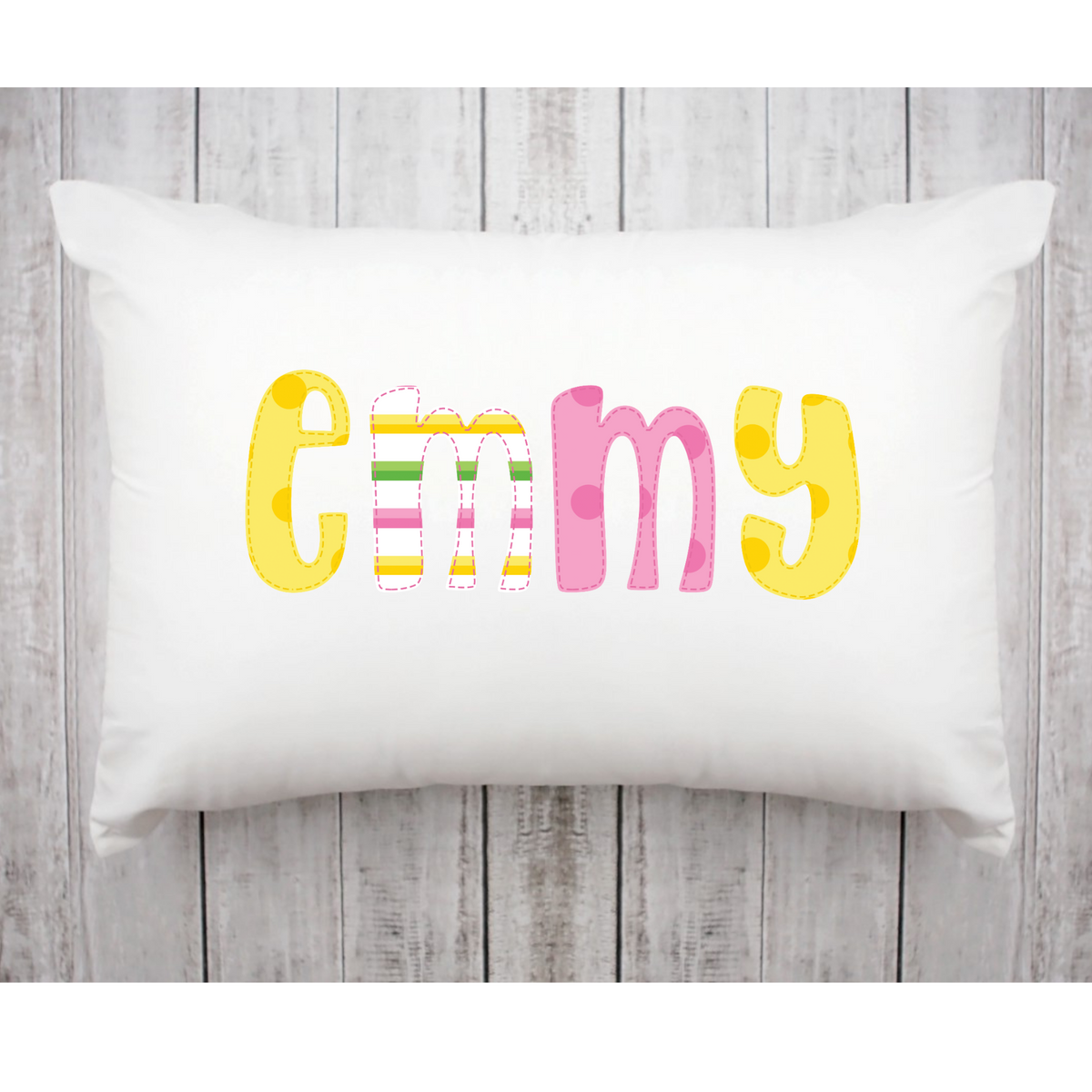 Girls Personalized Pillowcase Yellow Pink Alpha Name letters ...